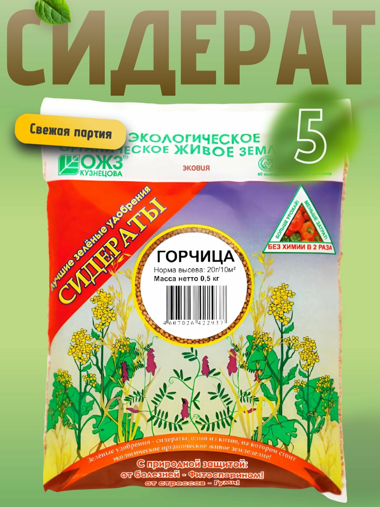 Семена горчицы сидерат 5 уп по 0,5кг