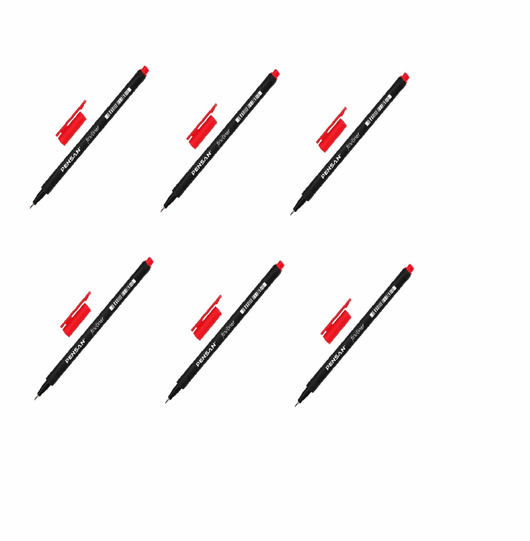 Pensan Линер неавтоматический, красный, 6 уп