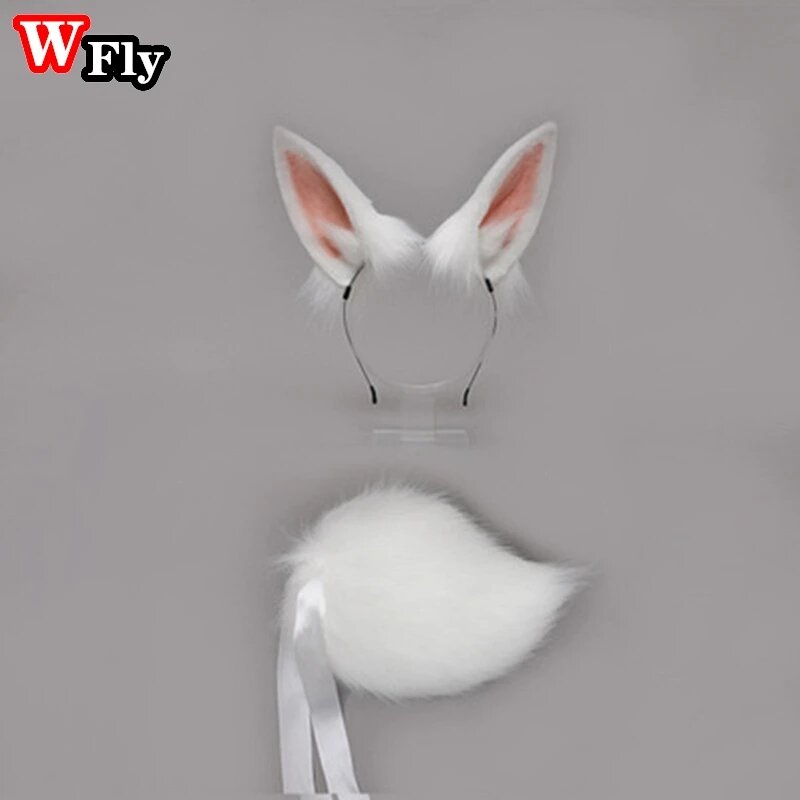 Плюшевый ободок с ушками кролика Белый, style 3 color 3