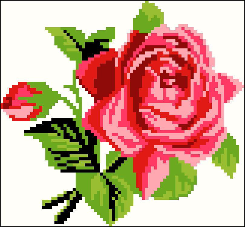 Набор для вышивки для начинающих № 034 "Роза", рисунок на канве AIDA, 18x20 см, мулине