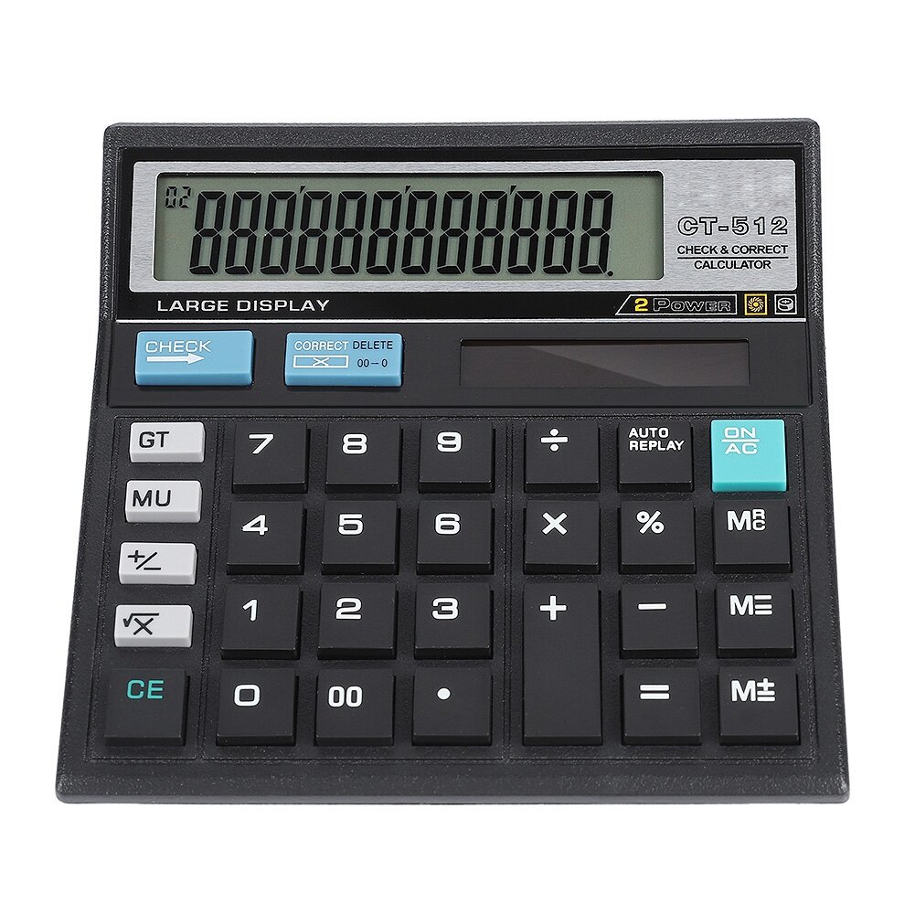 Solar Calculator, Data Checking Accurate Scientific Calculator Large Display 12bit for School