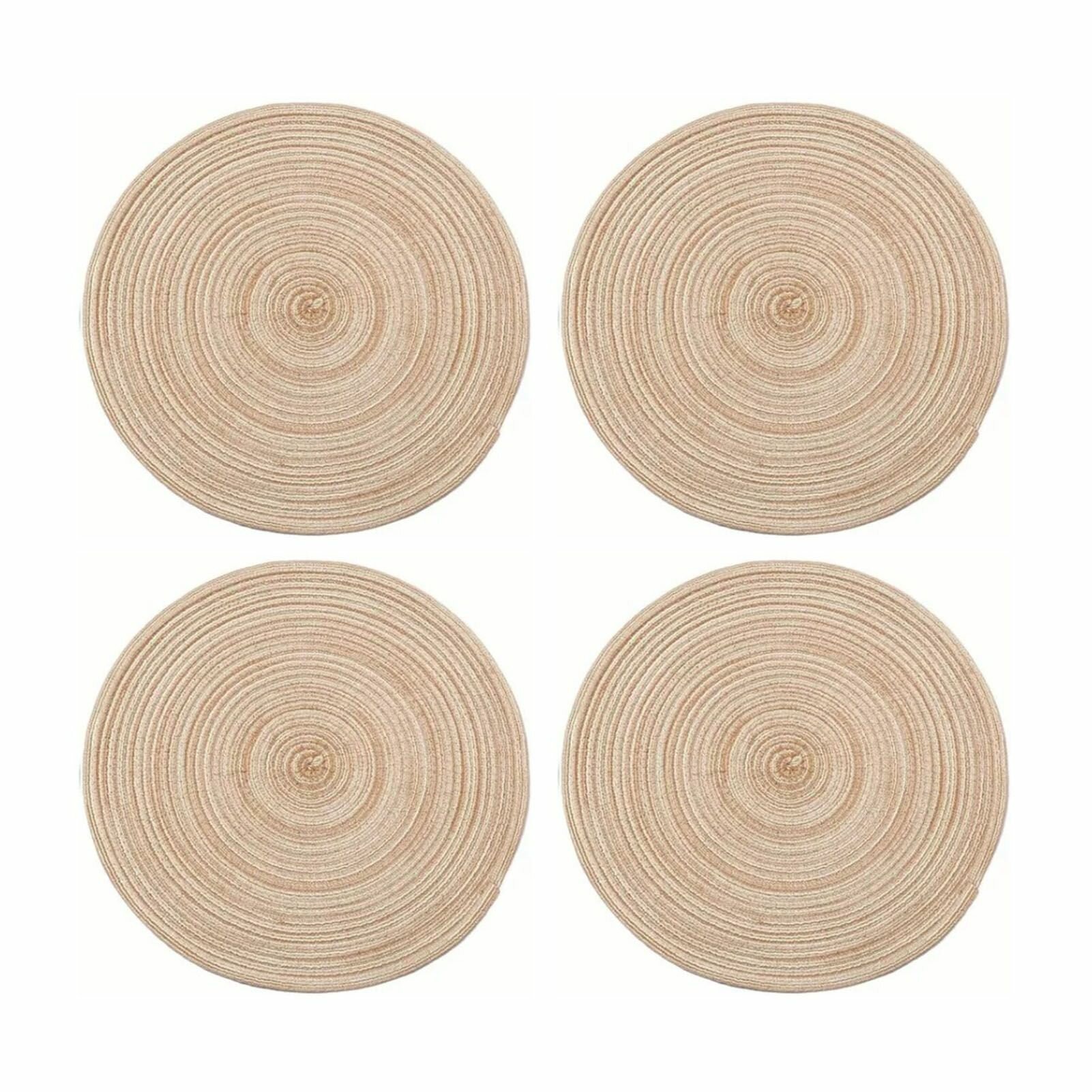 4 шт. круглые коврики для чашек, из плетеного материала, устойчивые к теплу, защита стола, декоративные