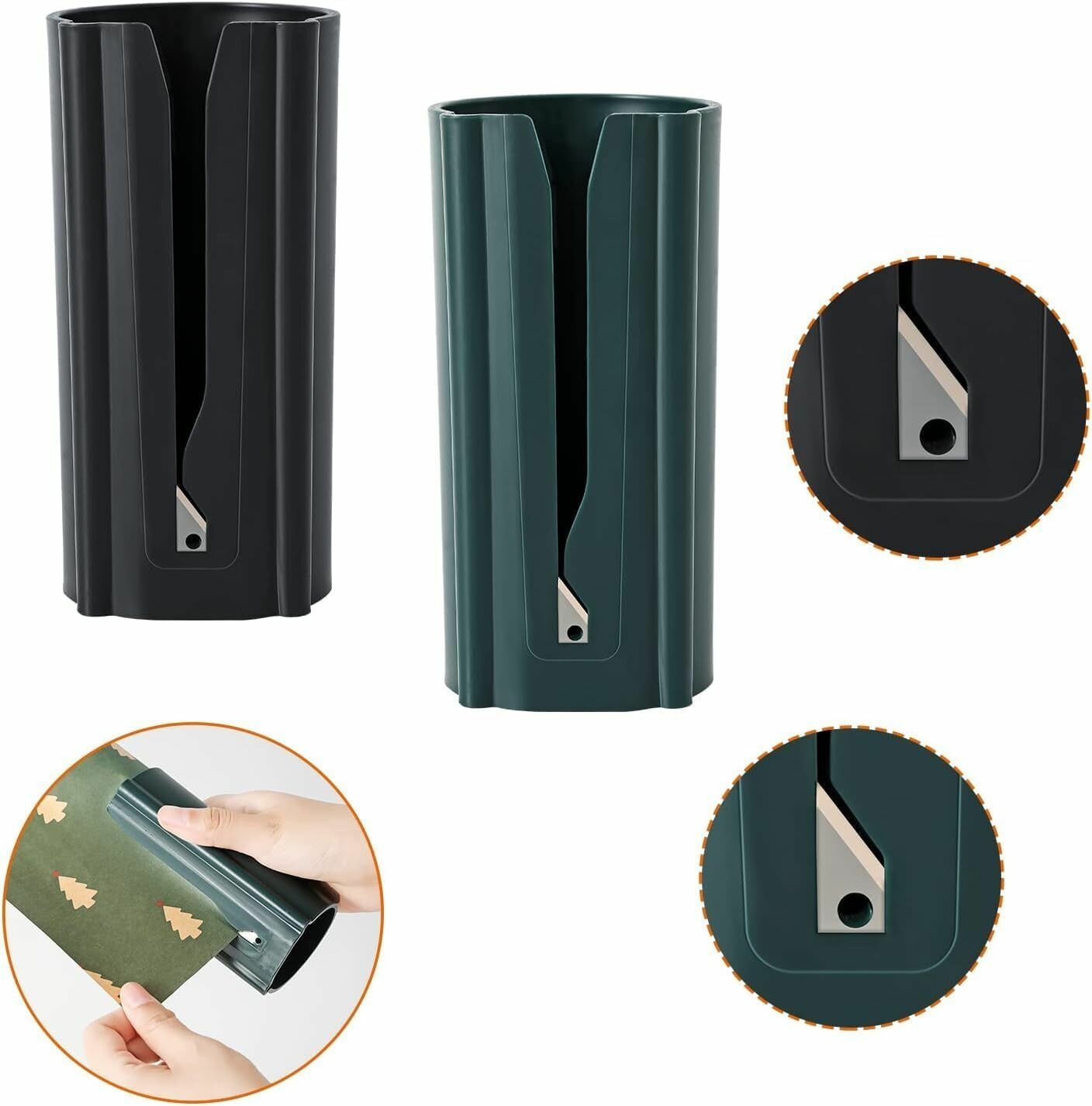 Резак для подарочной упаковки Easy Slide, резак для оберточной бумаги, 2 шт. (зеленый*1+черный*1)