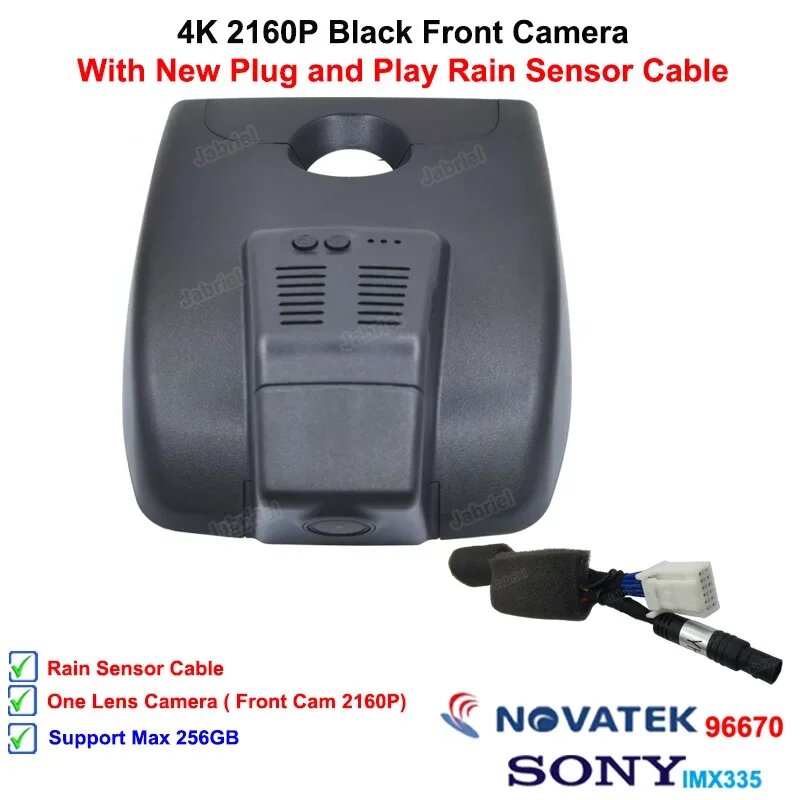 4K F2160P Black Front Camera с кабелем датчика дождя