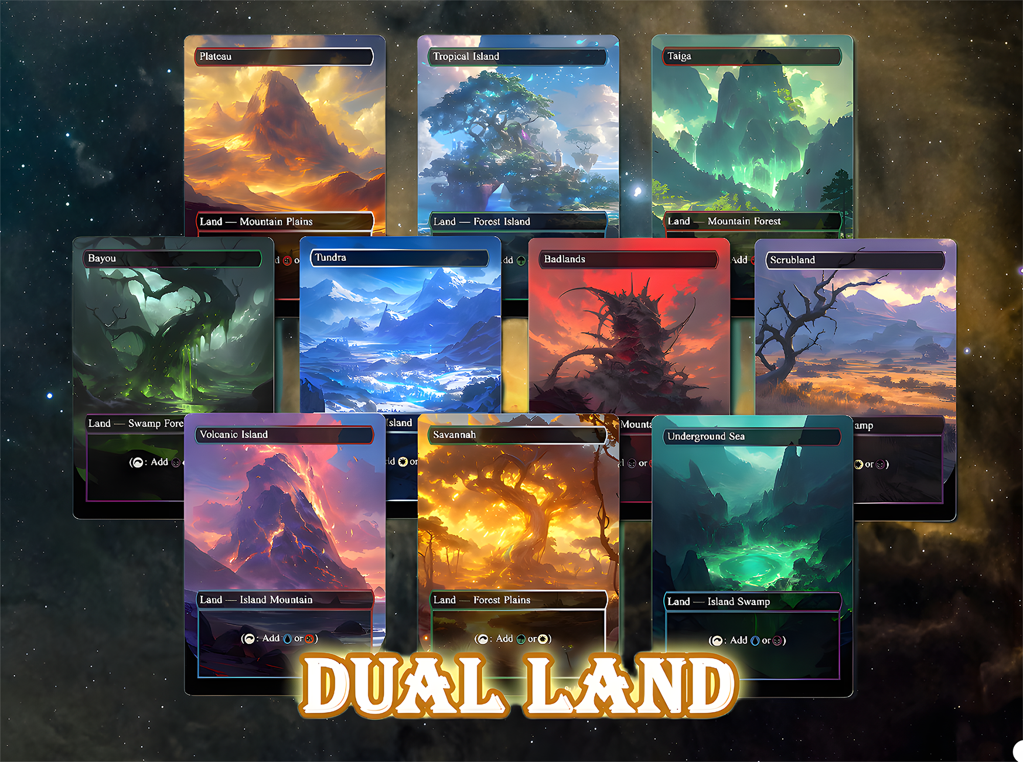 Набор карт "TCG Dual Lands", коллекционные, бумага с покрытием, 10 шт