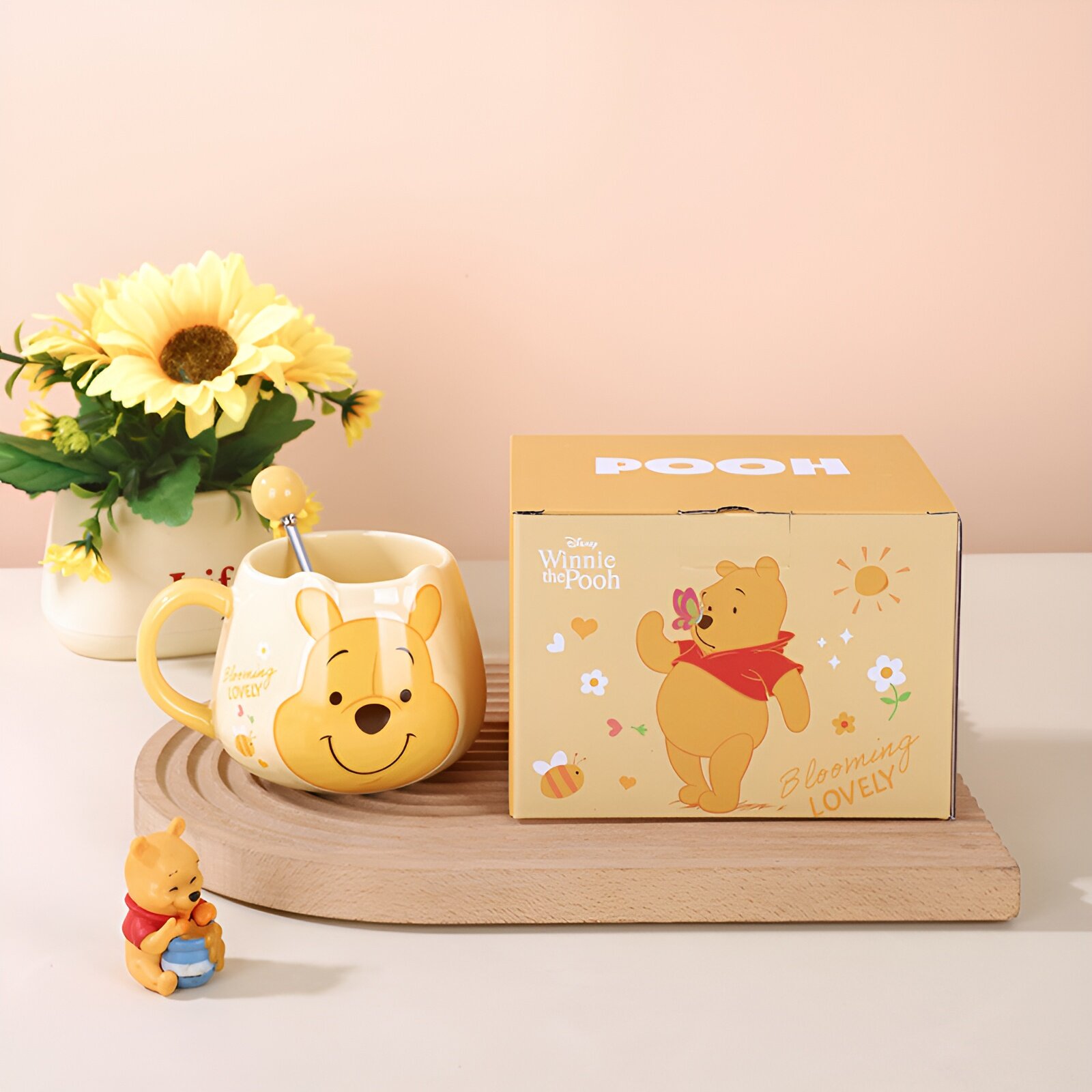 Кружка Disney "Винни Пух", подарочная упаковка, с ложкой, нержавеющая сталь, 450мл
