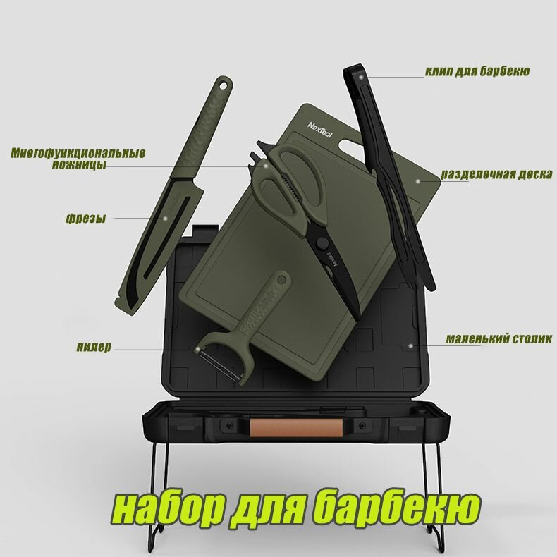 Набор инструментов для барбекю Nextool NE20261 удобный комплект для гриля с нержавеющей сталью, чехлом и эргономичными ручками