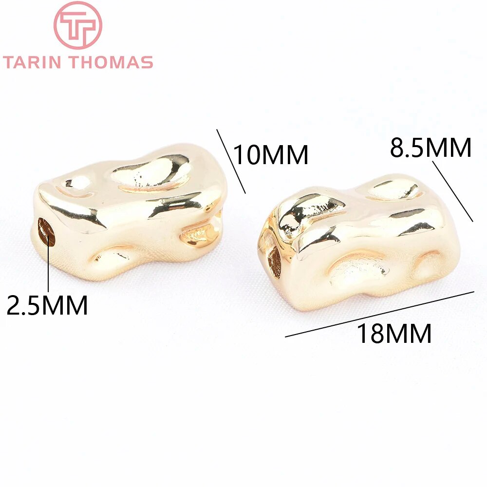 Бусины латунные 24K Gold Color, 18x10x2.5 мм, 4 шт.