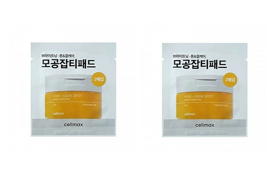 Тонер-пэды Celimax для лица PORE+DARK SPOT BRIGHTENING PAD sample, очищающие, осветляющие (пробник) , 6 мл , 2 шт