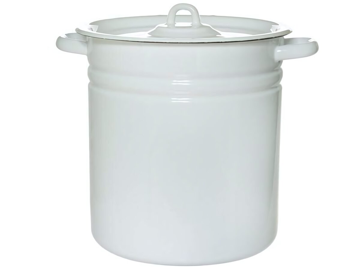 Кастрюля эмалированная 12л с крышкой, цилиндрическая, сталь, цвет в ассортименте