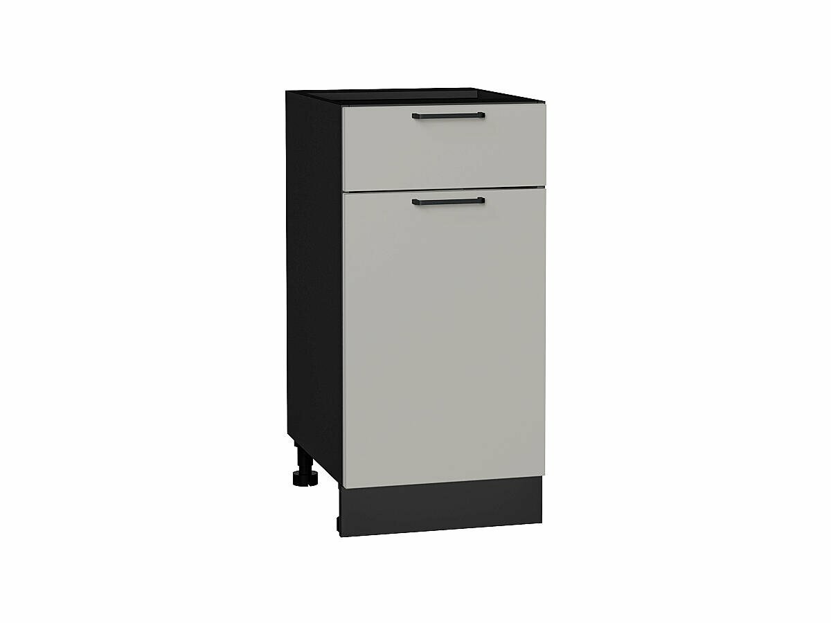 Шкаф нижний с 1-ой дверцей и ящиком Флэт, цвет фасада Light Grey In 2S, цвет каркаса Graphite, 816*400*478 мм