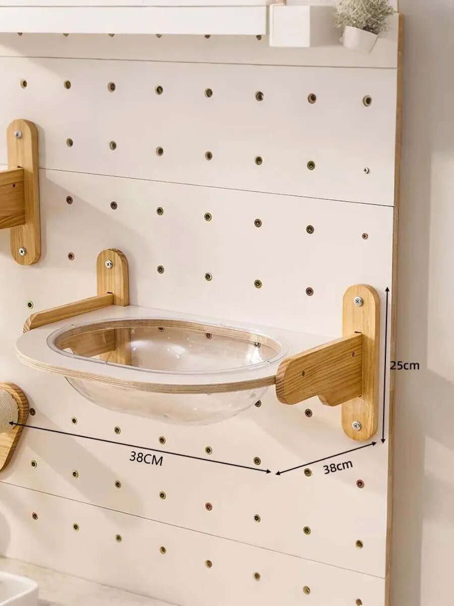 Гамак лежанка для кошек деревянный настенный