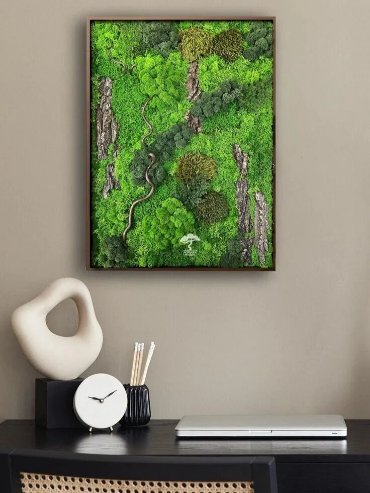 Панно/картина в раме "На опушке". Венге. 50*70 см. Дом Мха - MossArt