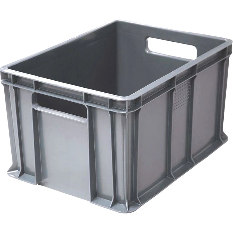 Ящик п/э 400х300х230 сплошной с ручками серый арт.703.03.01