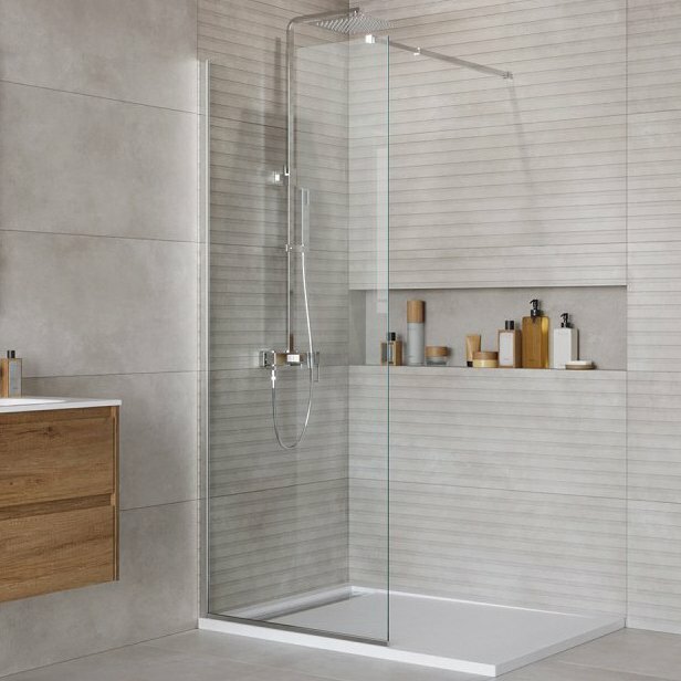 Душевая перегородка BelBagno Kraft 70 см, профиль хром, стекло прозрачное