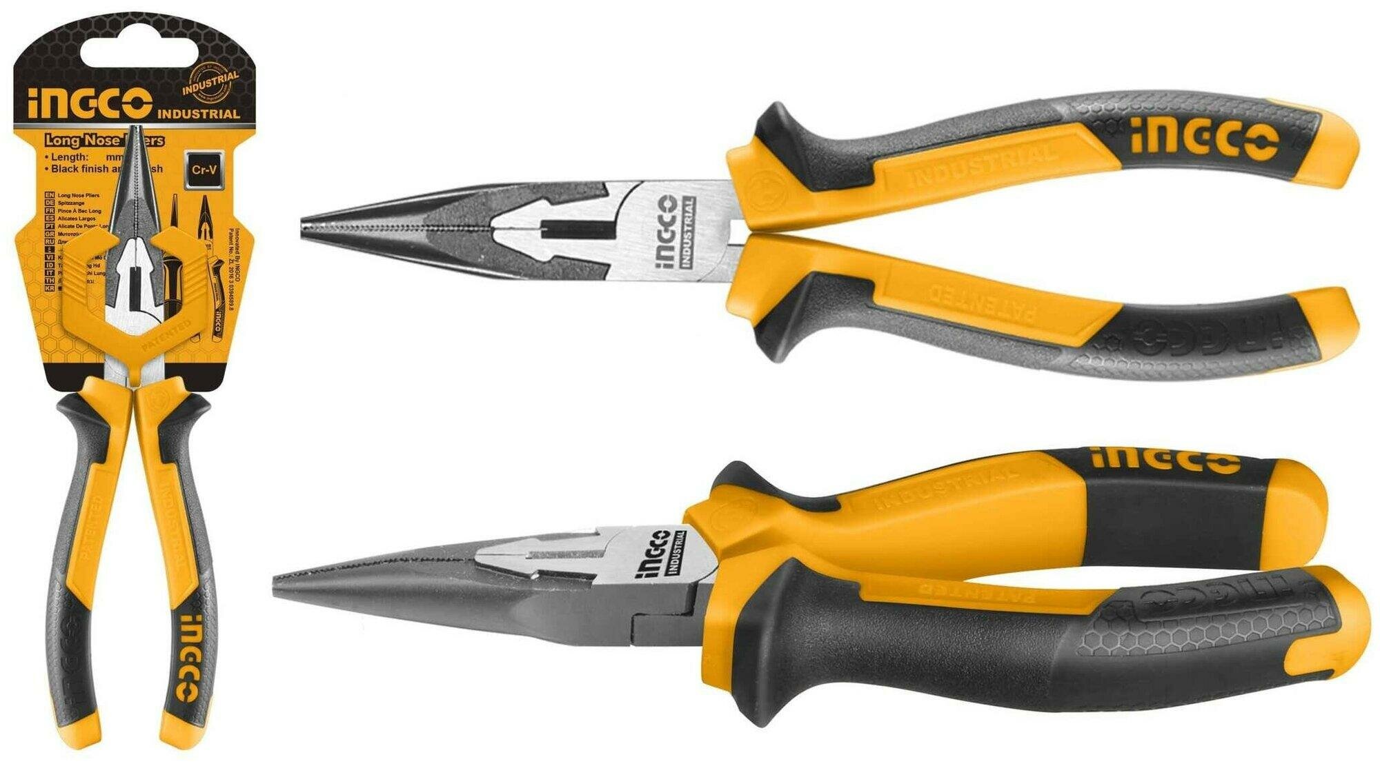 Тонкогубцы INGCO HLNP28168, Cr-V сталь, 160 мм, двухкомпонентные рукоятки