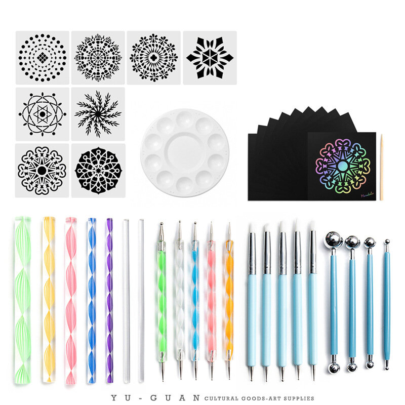 Набор для рисования "Мандала", 41 предмет, красочная палитра, точечная ручка