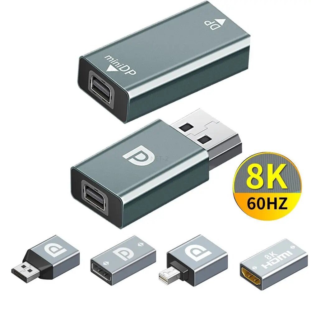 Видеоконвертер DP 1.4, DP M to Mini DP F, серый