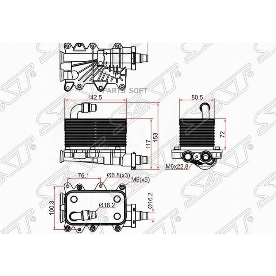 Радиатор масляный BMW 5-Series 03-10 / 6-Series 03-10 от официального дистрибьютора, SAT, артикул ST17217803830