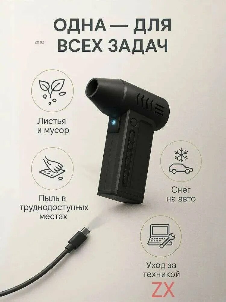 Воздуходувка-пылесос вакууматор – многофункциональный инструмент с 4 режимами, аккумулятор 6000 мАч — фото 1