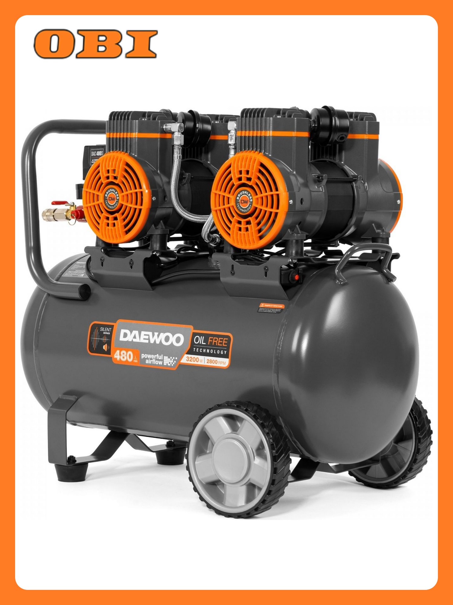 Безмасляный компрессор высокой производительности 3200ВТ 50Л