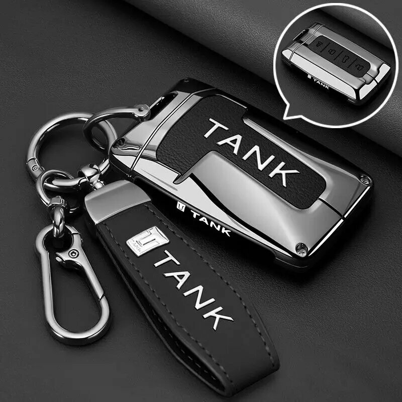 Для Great Wall GWM TANK 300 2021-2025 цинковый сплав + кожаный чехол для автомобильных ключей с B3