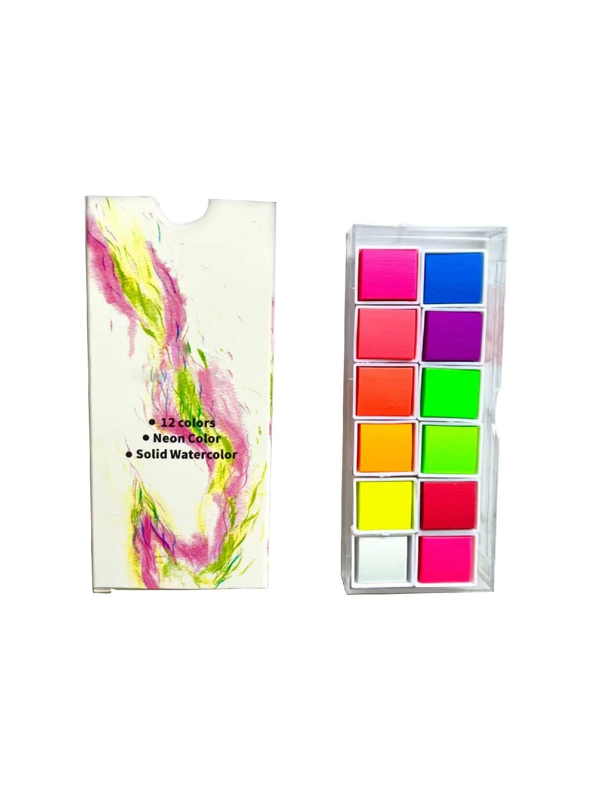12 Цветов акварельных красок флуоресцентного цвета для рисования по ткани камню дереву