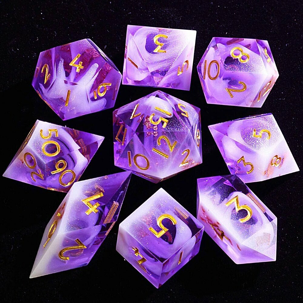 Наборы из 9 полиэдрических смоляных костей DnD: Фиолетовое Облако Миража Dice Sets Dungeons & Dragons RPG