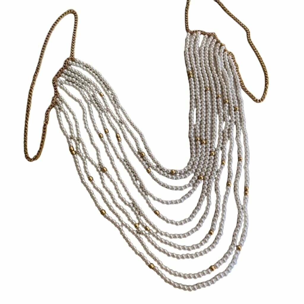 Многослойная жемчужная цепочка на грудь, цепочка на тело, женская