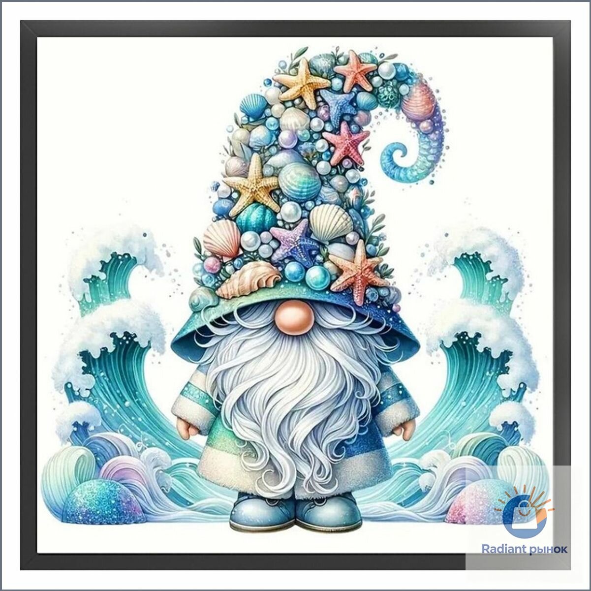 Крестиком вышивка с бусинами Ocean Gnome, хлопковая канва 11CT, размер 36 36 см