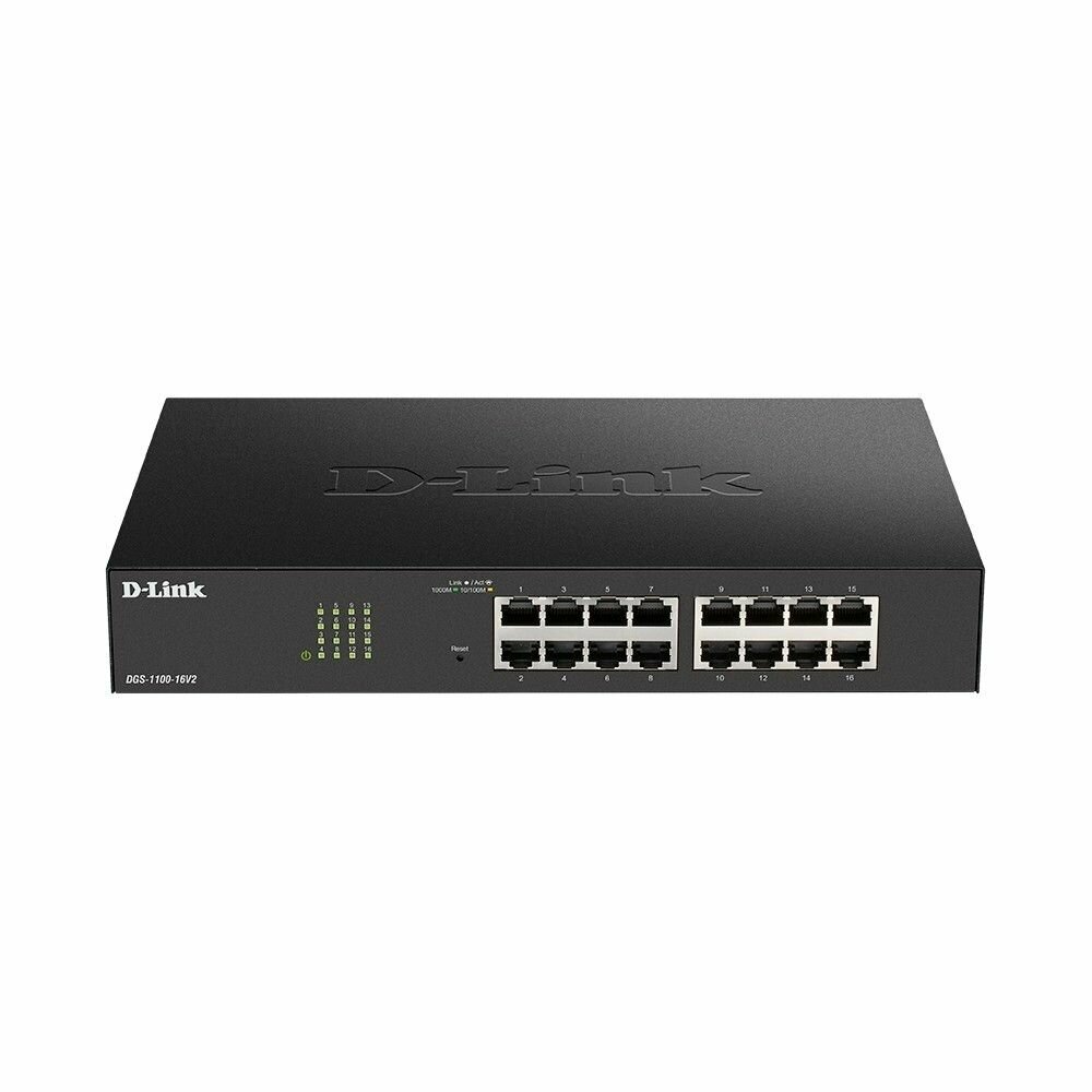 Коммутатор D-Link DGS-1100-16V2/A2A Настраиваемый L2 коммутатор c 16 портами 10/100/1000Base-T