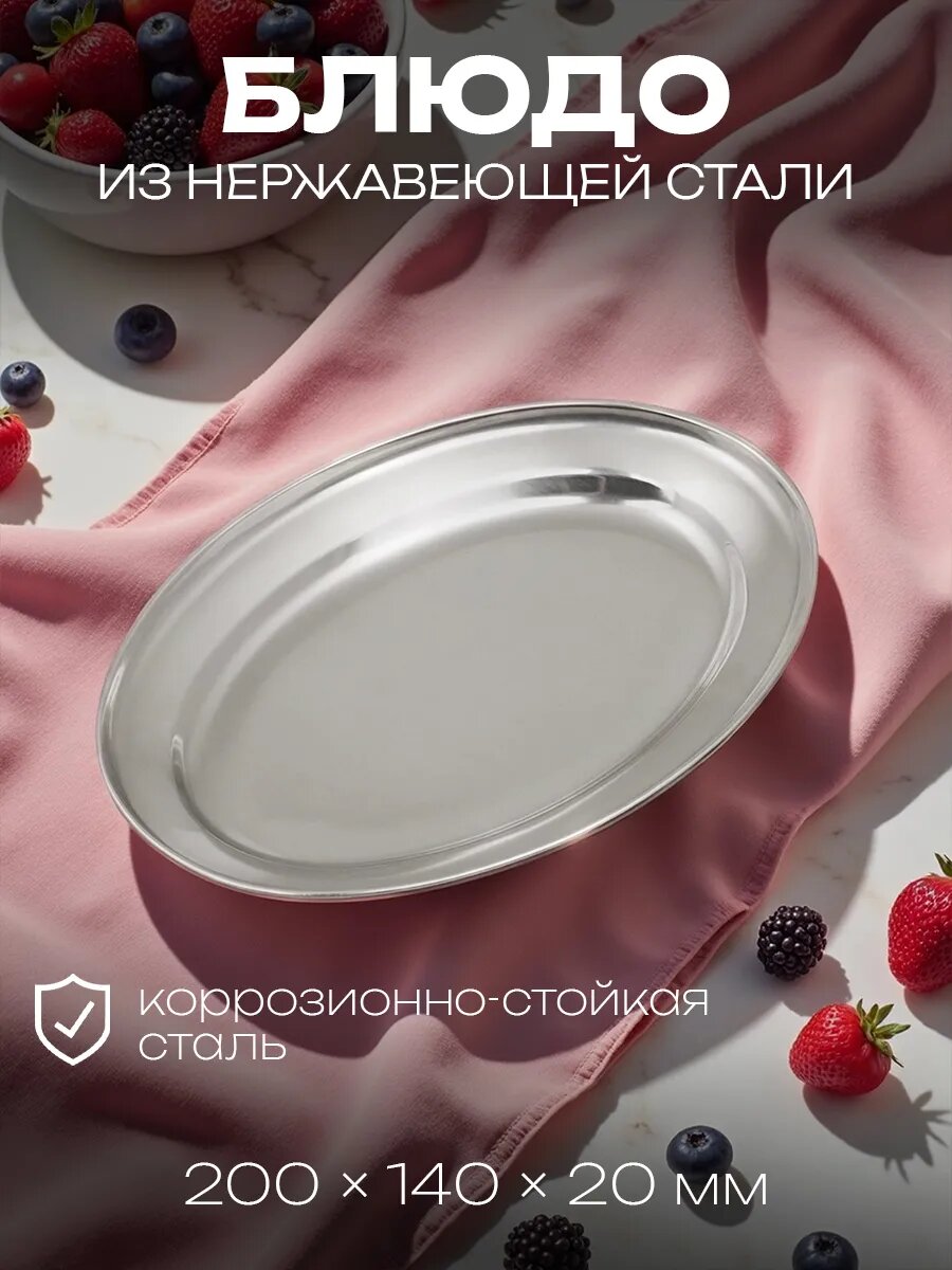 Блюдо из нержавеющей стали 20х14х2см профи