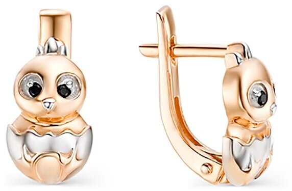 Серьги, красное золото, 585 проба, фианит