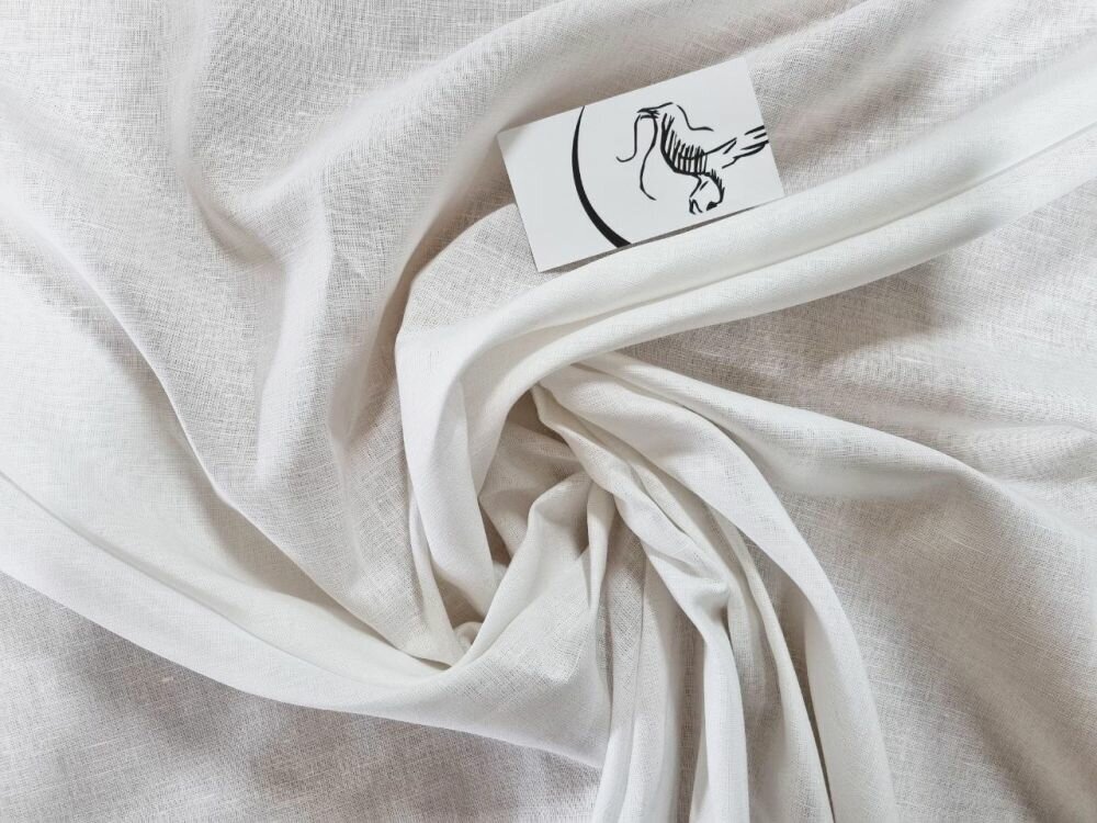 150 см. Ткань 100% лён тонкий белый для сорочек 135 г/м² - тонкая льняная ткань белого цвета отрез 150/100