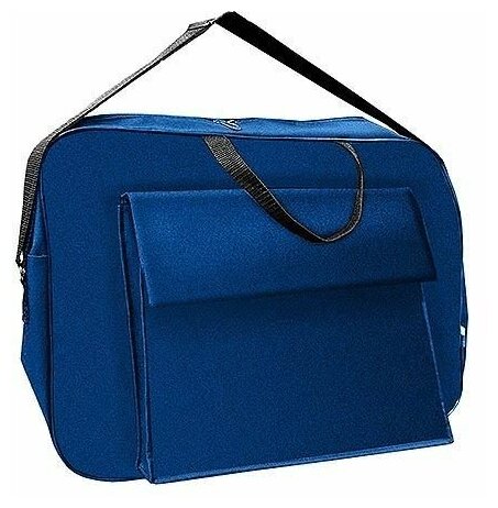 Сумка-планшет А3 объемная, объемный карман горизонтальный на липучке 28,5*31,5см, синяя, плечевой ремень, ручки