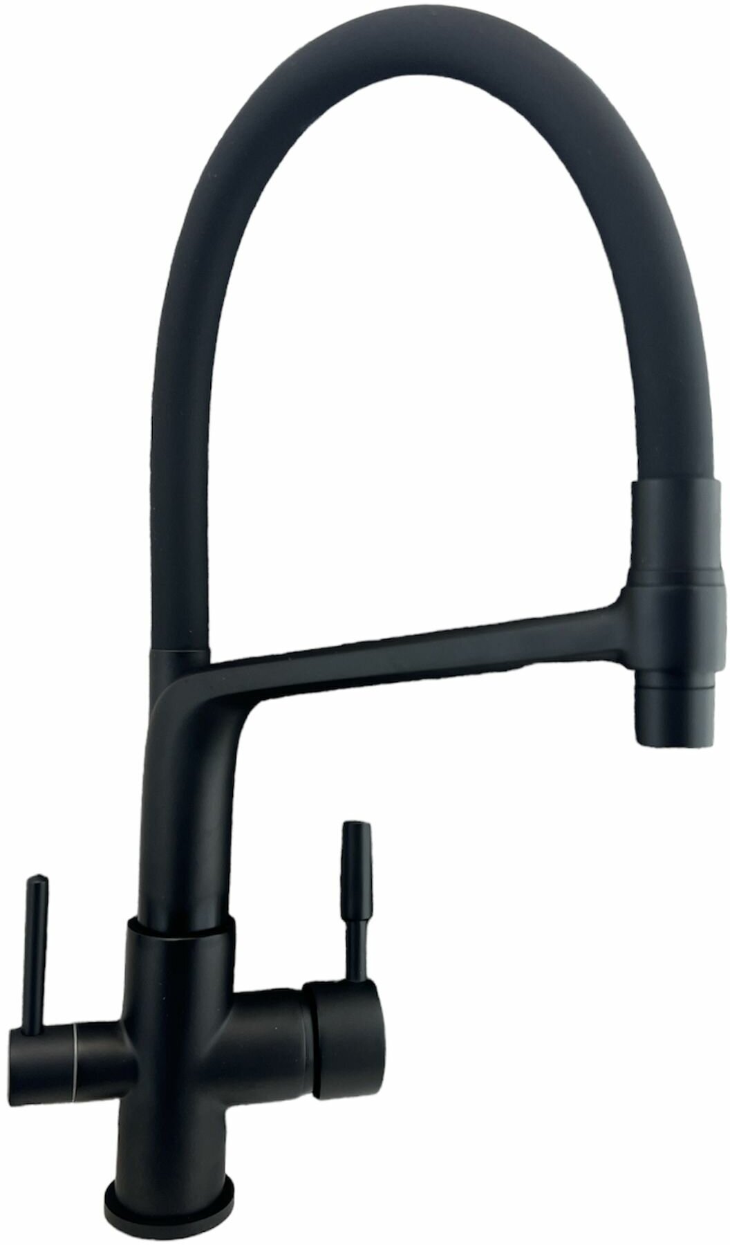 Смеситель для кухни OUTE с гибким изливом и дополнительным выводом под фильтр черный