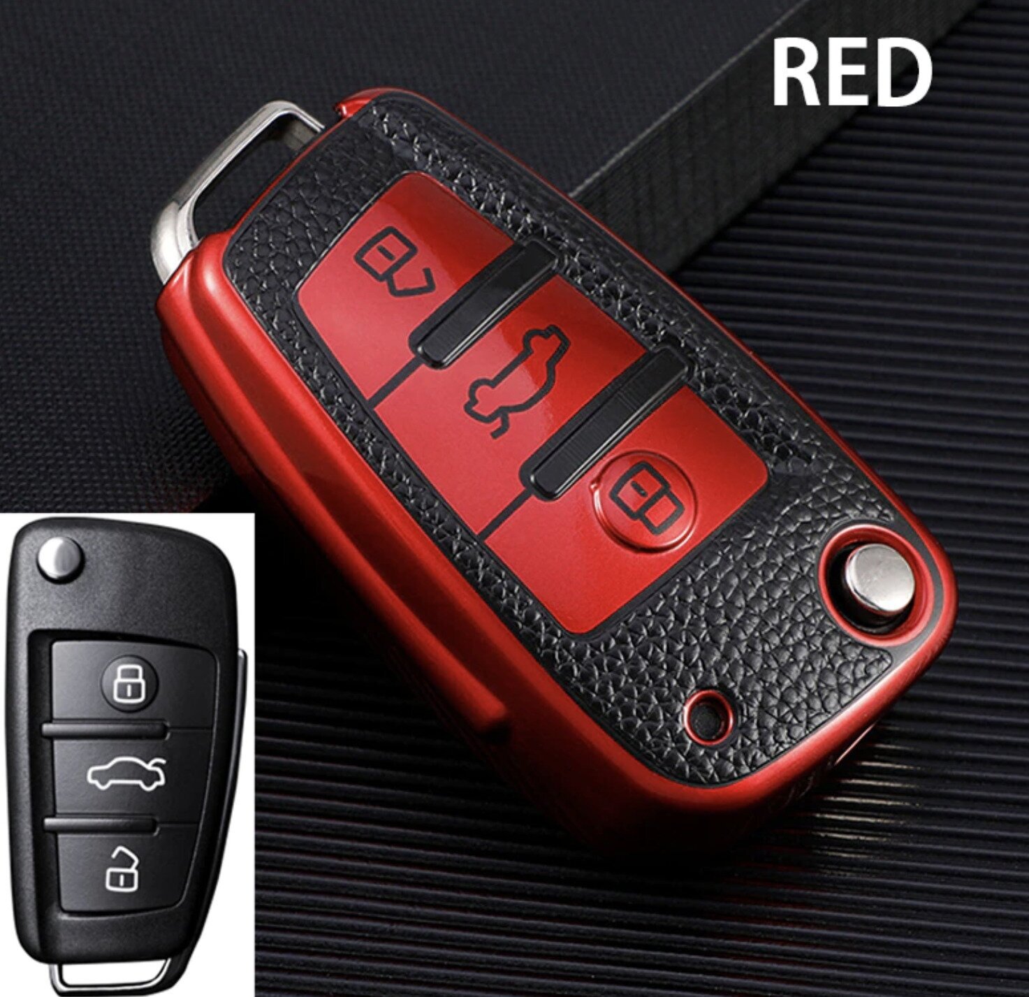 Чехол на выкидной ключ TPU Audi / Ауди red