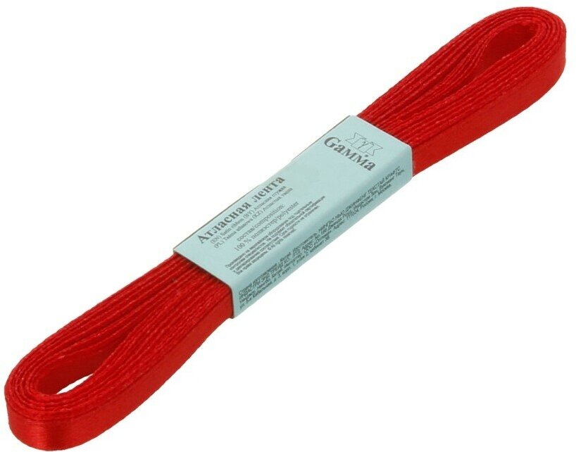 Лента атласная 6 мм 10 шт по 5.4 м "Gamma" AL-6P №112 т. красный