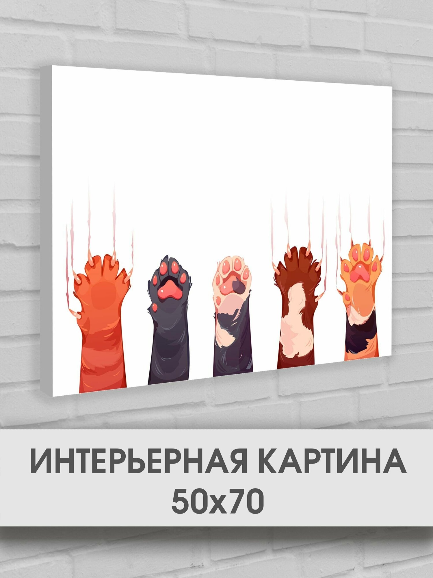 Картина интерьерная на холсте Лапки 50х70 см большая в детскую подростку