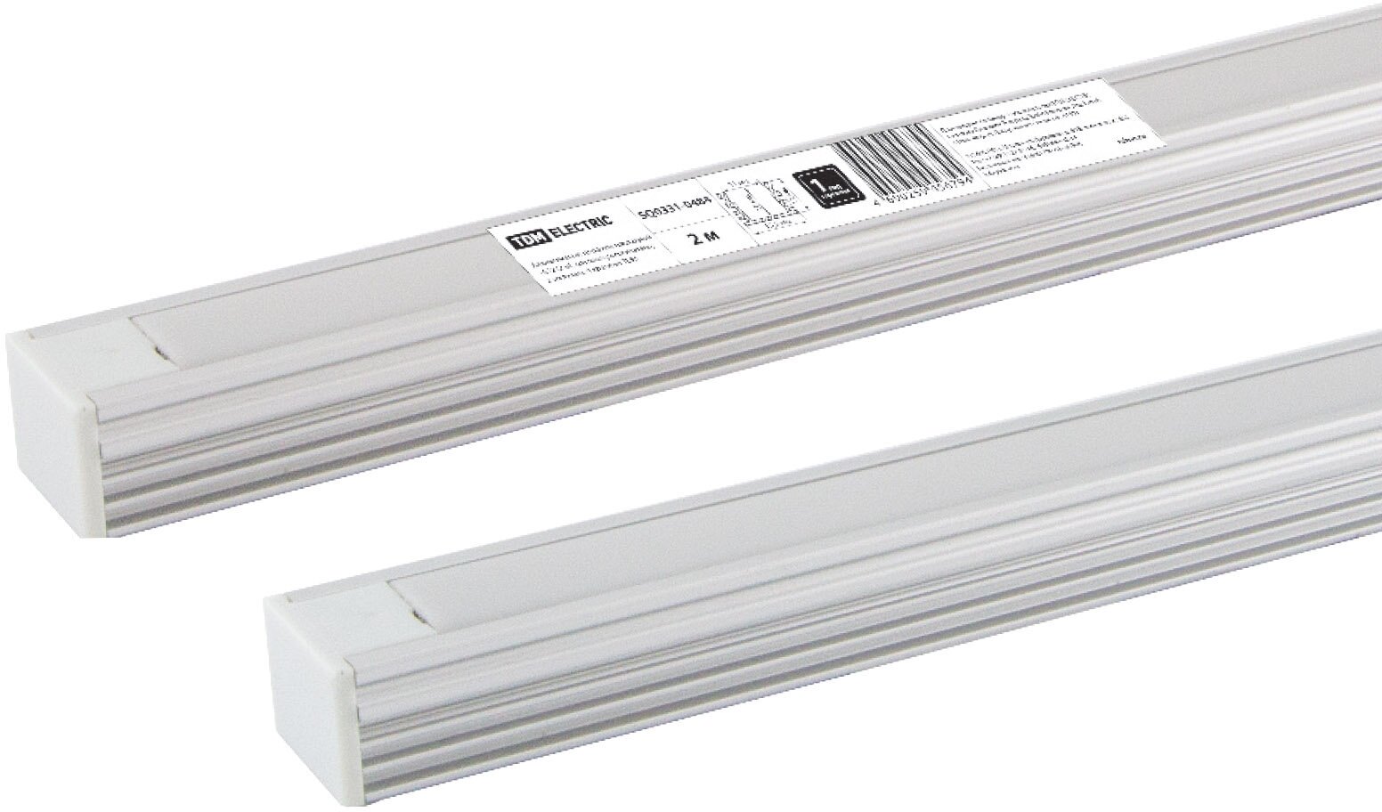 Алюминиевый профиль накладной 1612 (2 м), матовый рассеиватель, 2 заглушки, 4 крепежа TDM