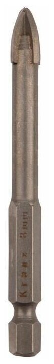 Сверло по стеклу и керамике 8мм 4 грани шестигранный хвостовик Kranz KR-91-0650