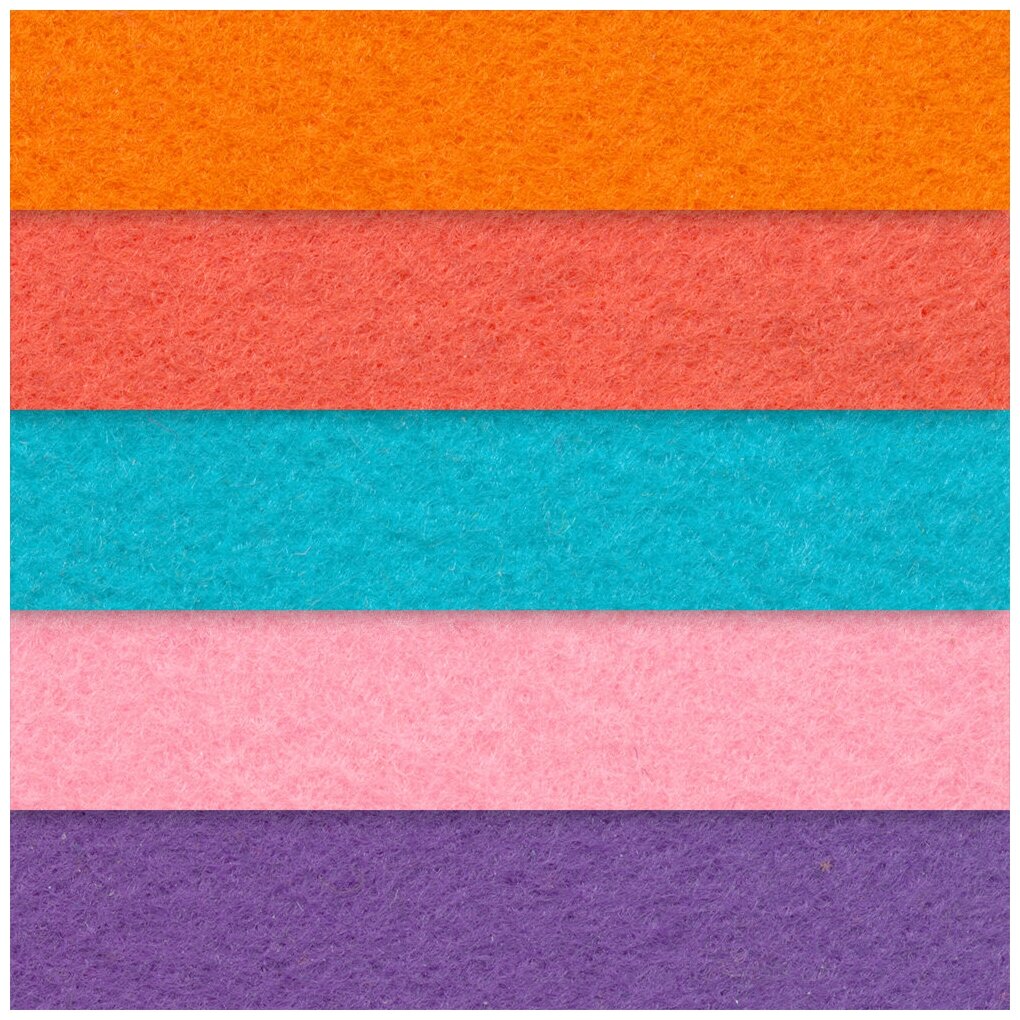 Gamma фетр FKR20-27/30-JV68 декоративный 2 мм 27 см х 30 см 5 шт для рукоделия для творчества цвет ассорти №2