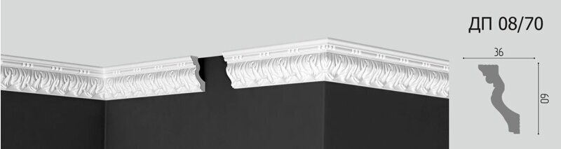 Плинтус потолочный Де-Багет ДП 08/70, 1шт (длина 2м)
