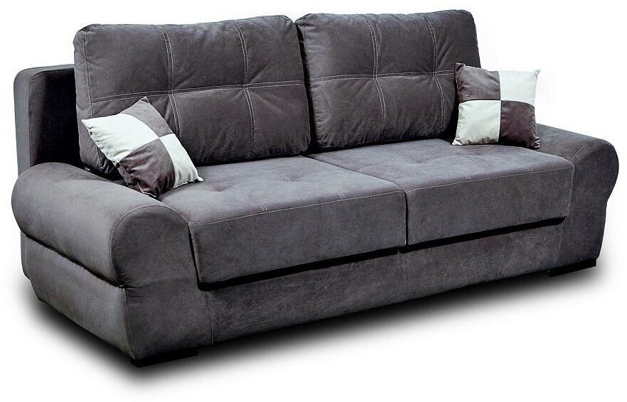 Прямой диван Орион Серый, еврокнижка, 218х96х80 см, с ящиком для белья