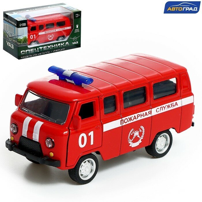 Машина металлическая "УАЗ 3962. Пожарная служба" инерция, 1:43, Автоград