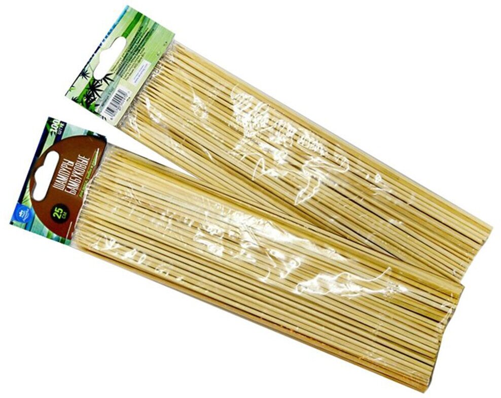 Шампуры бамбуковые АкваМаг, 25 см, 100 шт