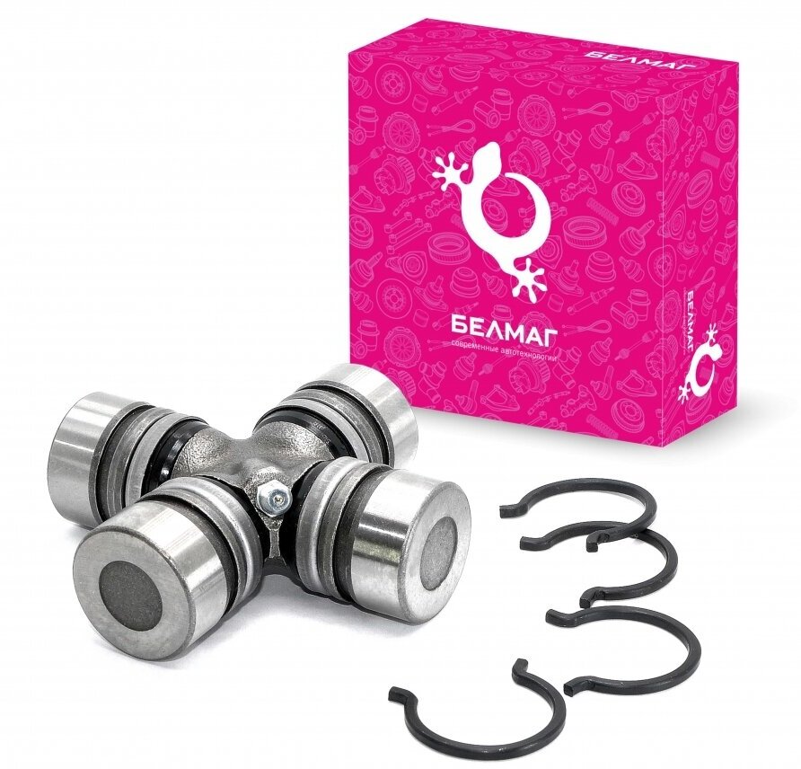Крестовина карданного вала для а/м ГазЕЛЬ, Волга/УАЗ d30 со стоп. кольцами, масленкой (БелМаг) BM.0261