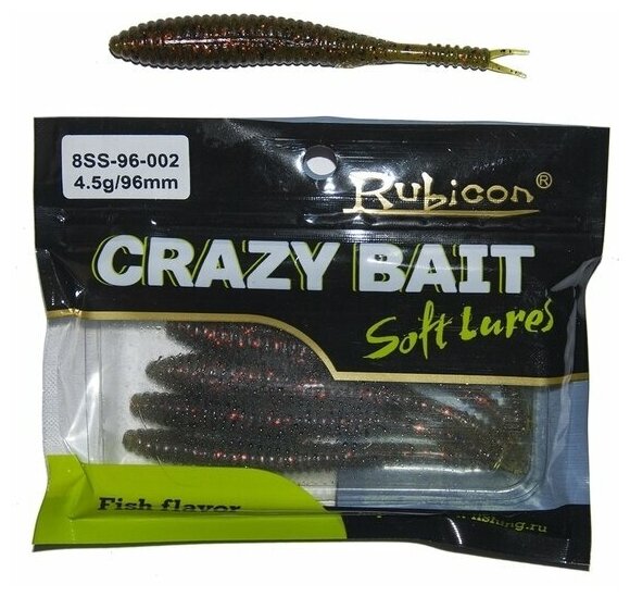 Съедобная силиконовая приманка RUBICON Crazy Bait SS 4.5g, 96mm, цвет 002