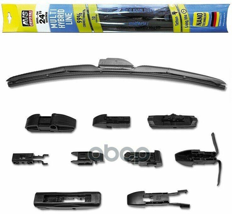 Щетка стеклоочистителя AVS Multi Hybrid Line 24 гибридная (600мм) 10 адаптеров Lada Vesta, Renault Duster, Arkana 2 AVS