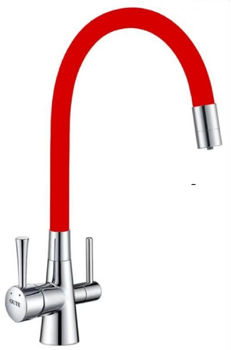 Смеситель для кухни OUTE однорычажный с выводом для фильтра питьевой воды. Монтаж на одно отверстие, на гайке, гибкая подводка 1/2.